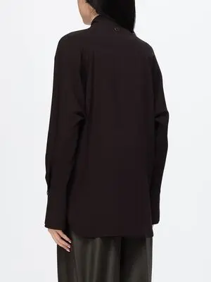 Agnona Silk Blend Blouse With Pussy-bow Neck And Long Sleeves