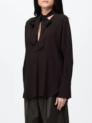 Agnona Silk Blend Blouse With Pussy-bow Neck And Long Sleeves