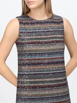 Missoni Multi Striped Sheath Mini Dress With Crew Neck