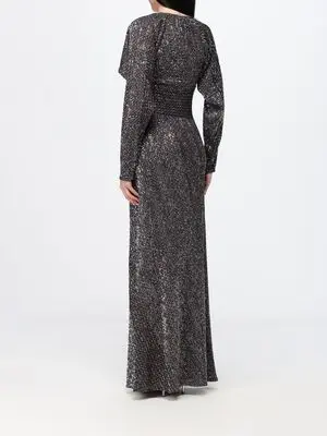 Missoni Long-sleeved Lurex Evening Gown With Sequins And Deep V-neck