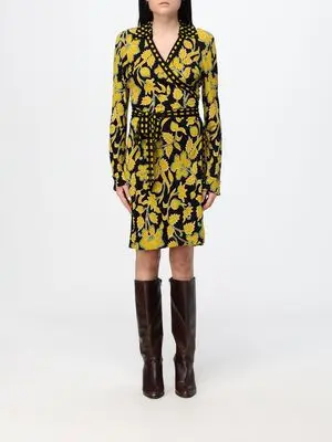 Diane Von Furstenberg Floral Print Viscose Wrap Mini Shirt Dress - Multicolor