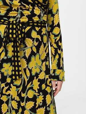 Diane Von Furstenberg Floral Print Viscose Wrap Mini Shirt Dress