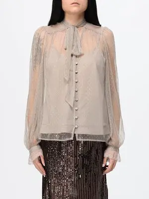 TWINSET Point D'esprit Tulle Shirt With Pussy-bow Collar And Long Sleeves