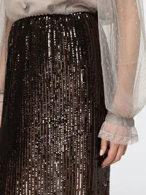 TWINSET Slim Fit Sequin Pencil Midi Skirt With High Waist