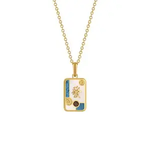 KARMA AND LUCK Fortune Flow Green Dragon Multi-stone Mahjong Necklace - Gold