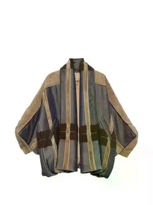 UMA WANG Striped Panelled Jacket - Brown