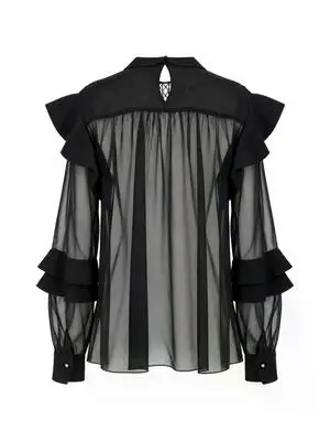 LANVIN Ruffled Lace-panel Blouse