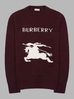 Burberry Maglia In Lana E Cashmere Con Logo - Bordeaux