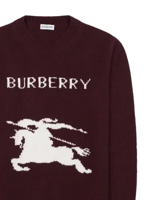 Burberry Maglia In Lana E Cashmere Con Logo - Bordeaux