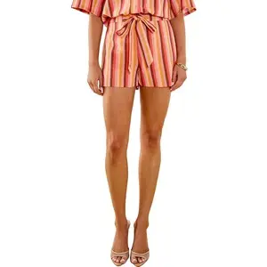 MARSY Striped Shorts With Tie Belt - Multi