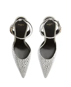 Balmain Strappy Satin Courts With Crystals