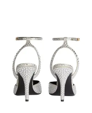 Balmain Strappy Satin Courts With Crystals
