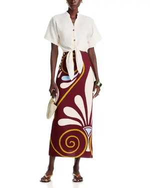 CALA DE LA CRUZ Leroy Linen Tie Front Shirt