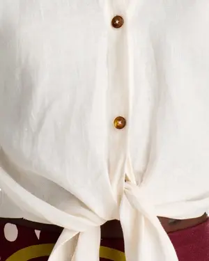 CALA DE LA CRUZ Leroy Linen Tie Front Shirt