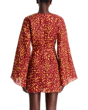 CALA DE LA CRUZ Tessa Linen Printed Mini Dress