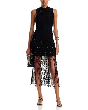 Simkhai Noemie Embellished Fringe Midi Dress
