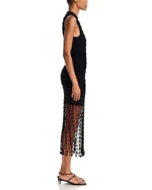 Simkhai Noemie Embellished Fringe Midi Dress