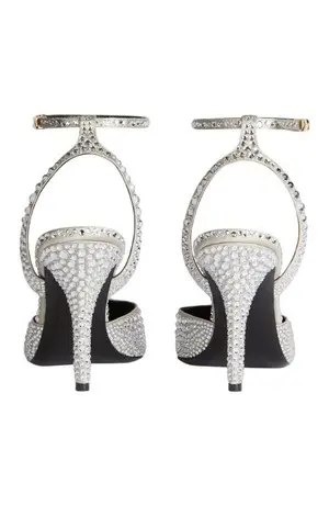 Balmain Strappy Satin Courts With Crystals