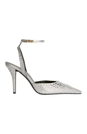 Balmain Strappy Satin Courts With Crystals