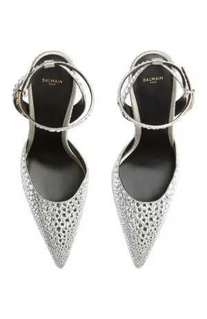 Balmain Strappy Satin Courts With Crystals