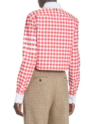 Thom Browne Gingham Checked Cotton Crop Shirt