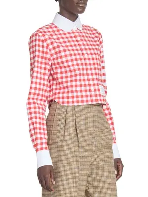 Thom Browne Gingham Checked Cotton Crop Shirt