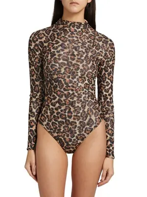 Ronny Kobo Vittoria Mock Turtleneck Bodysuit