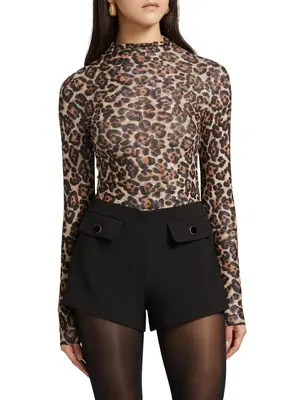 Ronny Kobo Vittoria Mock Turtleneck Bodysuit