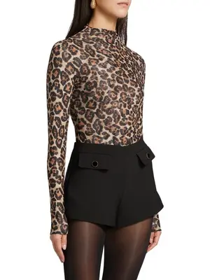 Ronny Kobo Vittoria Mock Turtleneck Bodysuit