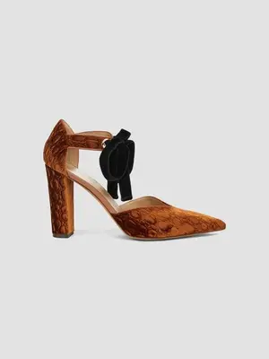 Ulla Johnson Corinna 85mm Bow Textured Pumps - Rust Copper