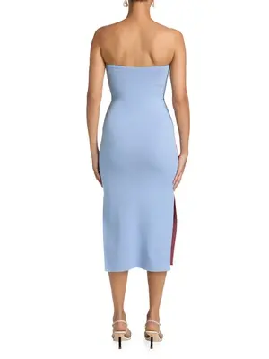 MILLY Simone Floral Knit Strapless Midi-dress