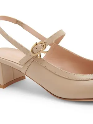 GIANVITO ROSSI Leather 45mm Slingback Block Pumps