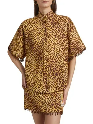 Zimmermann Coco Print Cotton Cover-up Shirt