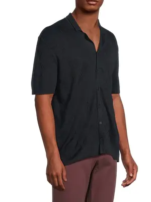 John Varvatos Arlon Paisley Sheen Jacquard Camp Shirt