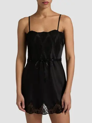LoveShackFancy Sanna Lace-trimmed Satin Minidress