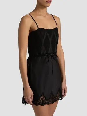 LoveShackFancy Sanna Lace-trimmed Satin Minidress