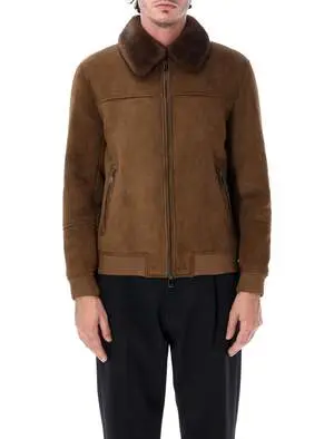SWORD 6644 Eco Shearling Aviator Jacket With Plush Collar - Fang