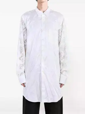 Comme Des Garçons Lace-sleeve Button-up Shirt - White