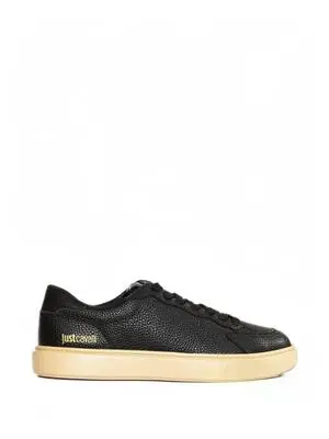 Just Cavalli Logo-print Pebbled Sneakers - Black