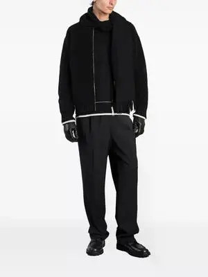 LANEUS Zip-up Knitted Sweater - Black