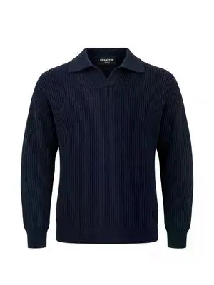 FRANZESE COLLECTION Steve Mcqueen Ribbed-knit Pointed-collar Sweater - Blue