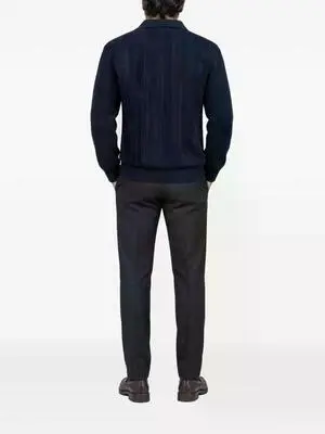 FRANZESE COLLECTION Steve Mcqueen Ribbed-knit Pointed-collar Sweater - Blue