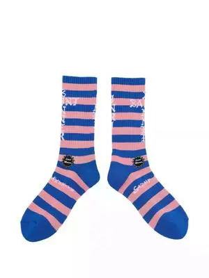 SAINT MXXXXXX Striped Logo-patch Socks - Blue