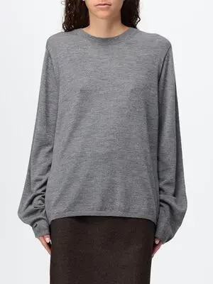 Max Mara Virgin Wool Relaxed Fit Crewneck Jumper With Dropped Shoulders - Gray