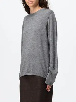 Max Mara Virgin Wool Relaxed Fit Crewneck Jumper With Dropped Shoulders - Gray