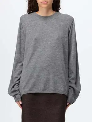 Max Mara Virgin Wool Relaxed Fit Crewneck Jumper With Dropped Shoulders - Gray