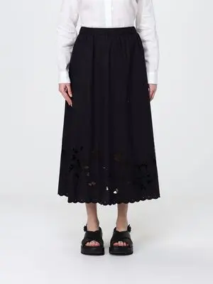 Max Mara Caravan Midi Cotton Skirt With Bandana Print - Black