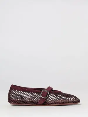 Alaïa Alai�a Mesh And Leather Mary Jane Ballet Flats With Adjustable Strap - Red