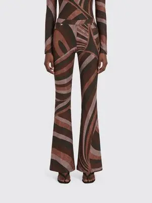 Emilio Pucci Iride Abstract Print Lurex Jersey Flared Trousers - Red
