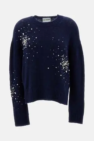 DES_PHEMMES Maglia In Alpaca Con Strass - Blu